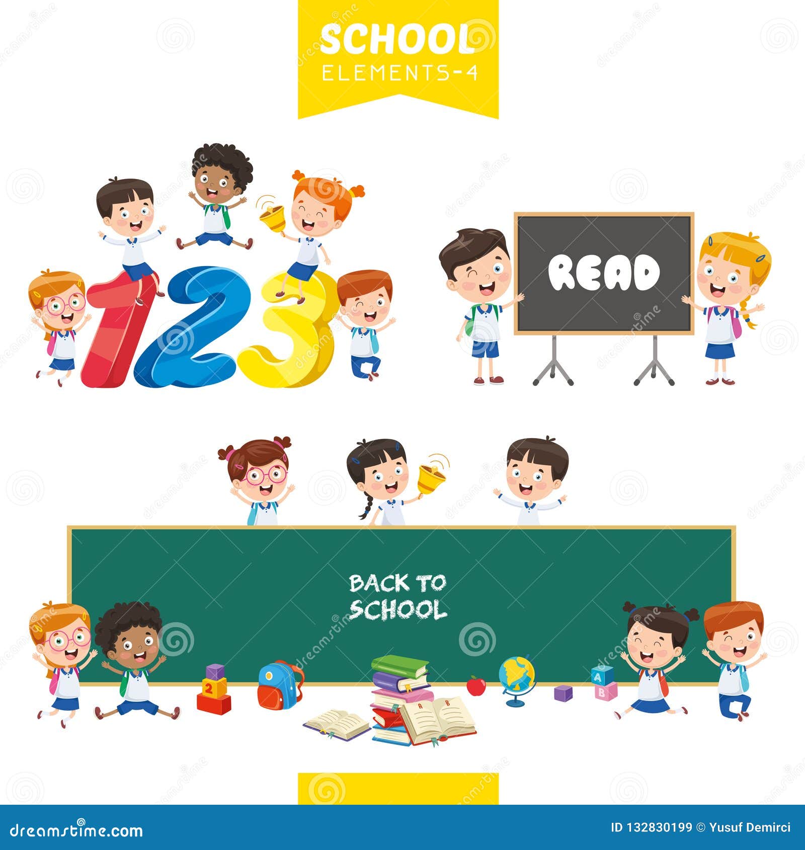 Vector Illustration of Education Elements Stock Vector - Illustration ...