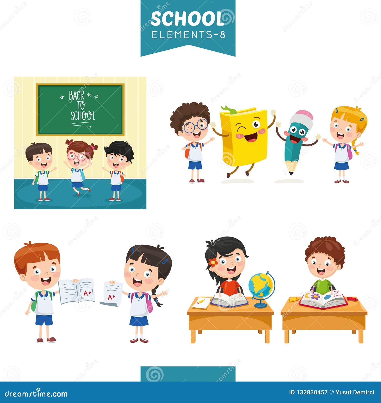 Vector Illustration of Education Elements Stock Vector - Illustration ...