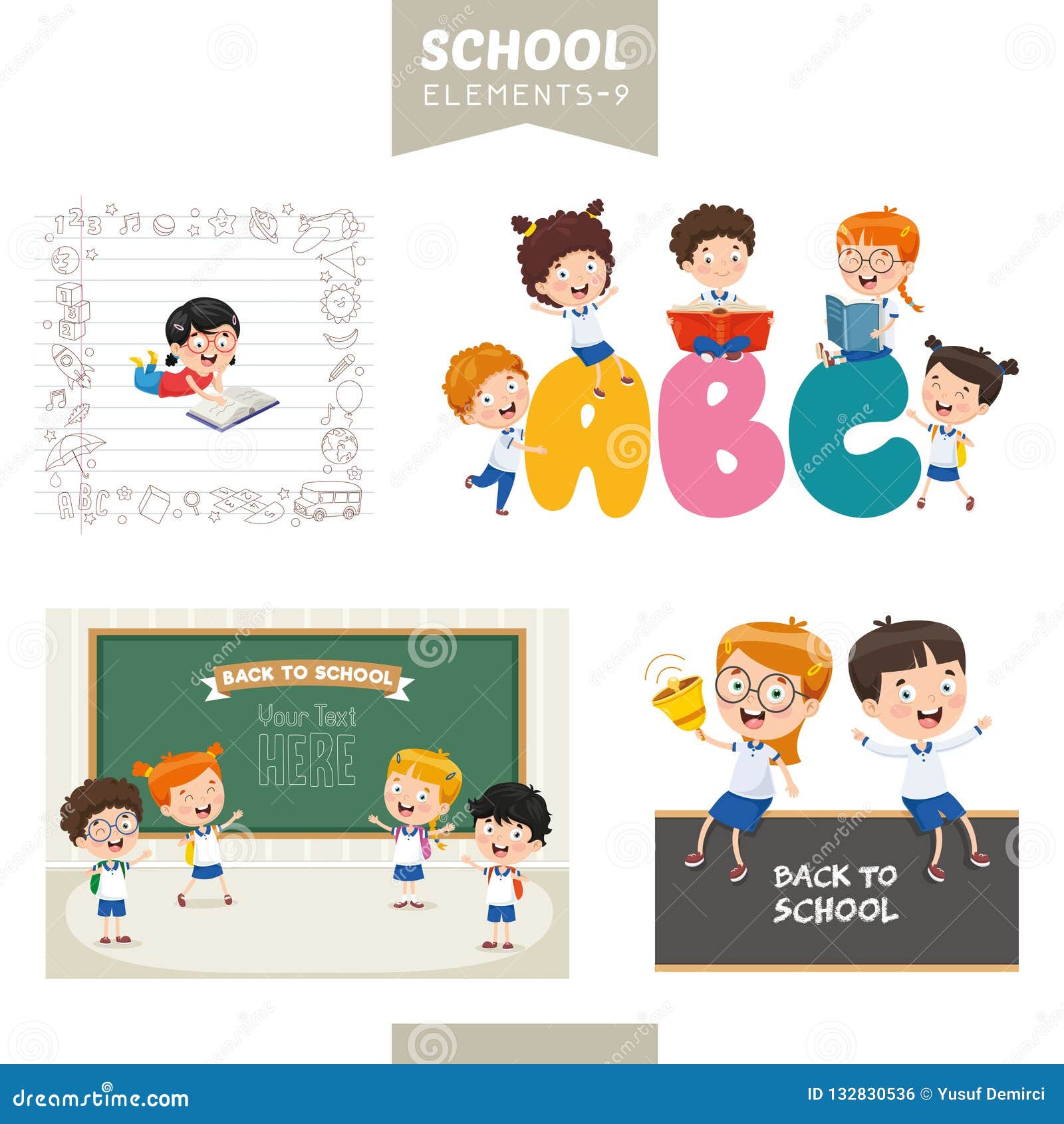 Vector Illustration of Education Elements Stock Vector - Illustration ...