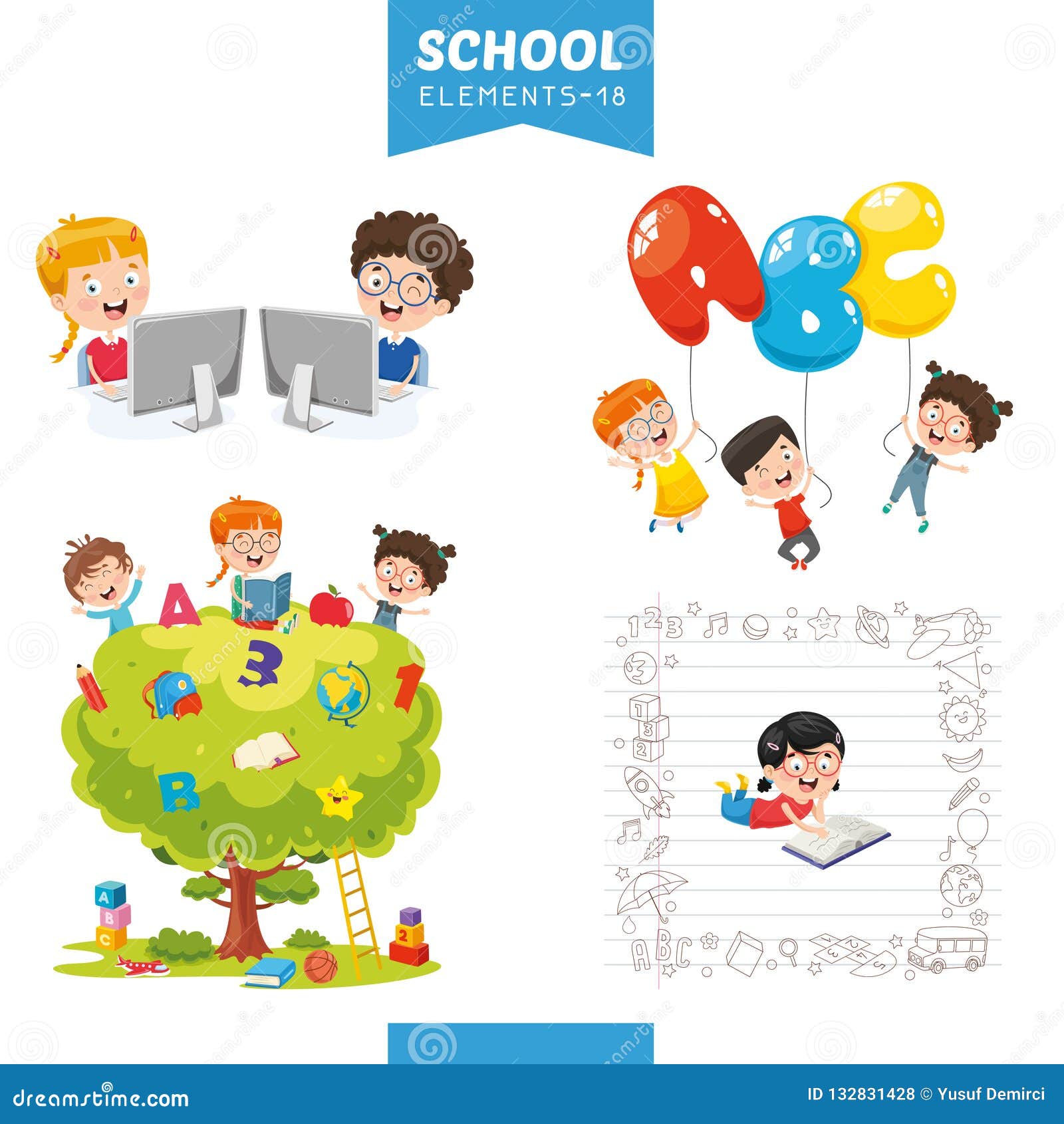 Vector Illustration of Education Elements Stock Vector - Illustration ...