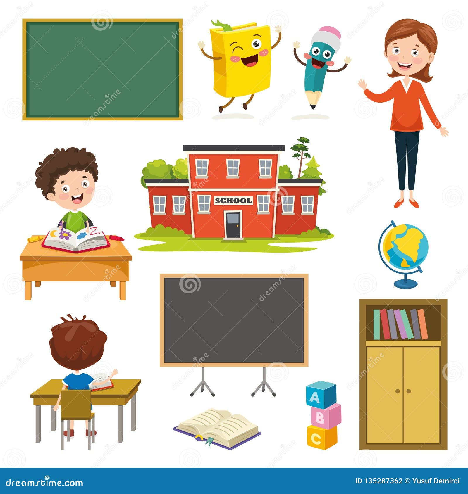 Vector Illustration of Education Elements Stock Vector - Illustration ...