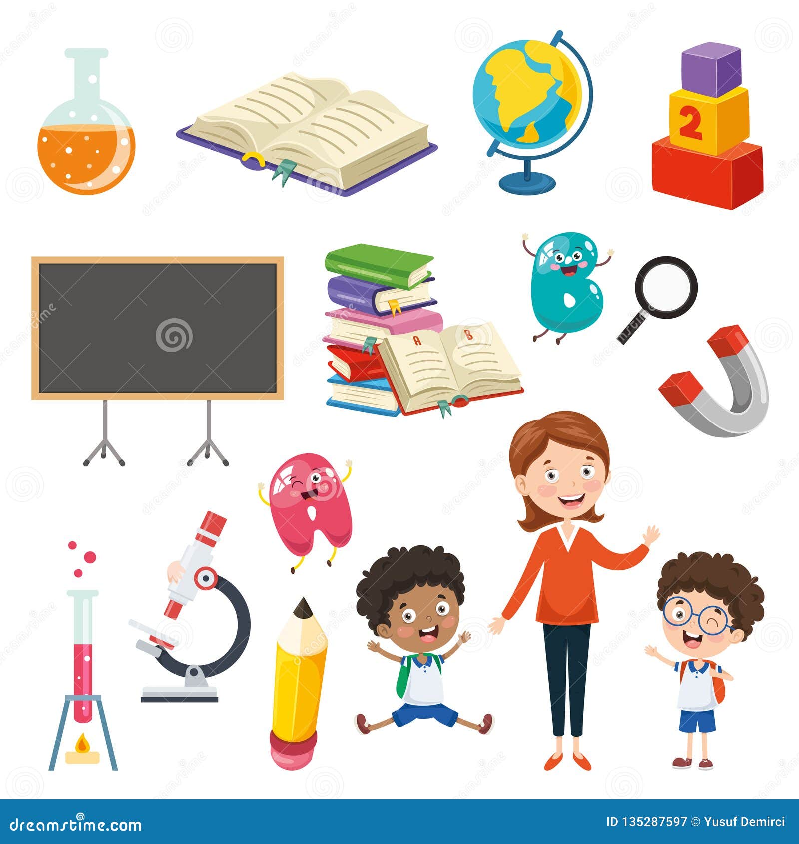 Vector Illustration of Education Elements Stock Vector - Illustration ...