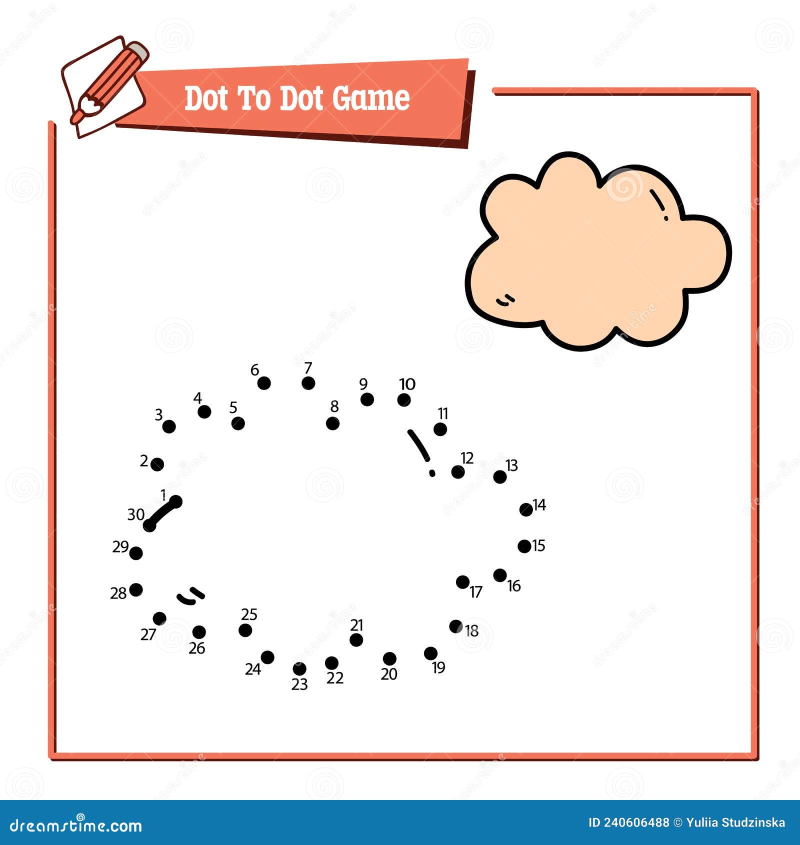 Dot To Dot Puzzle with Doodle Cloud Stock Vector - Illustration of ...