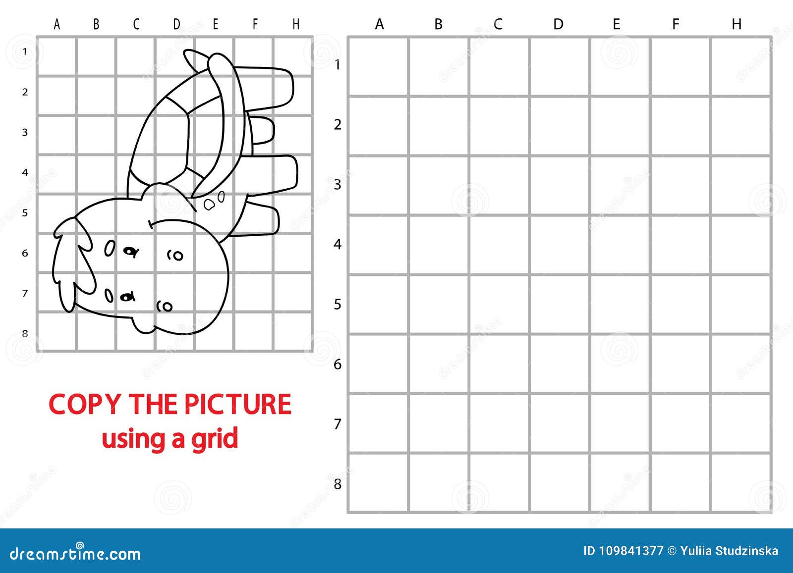 Turtle grid copy game stock vector. Illustration of little - 109841377