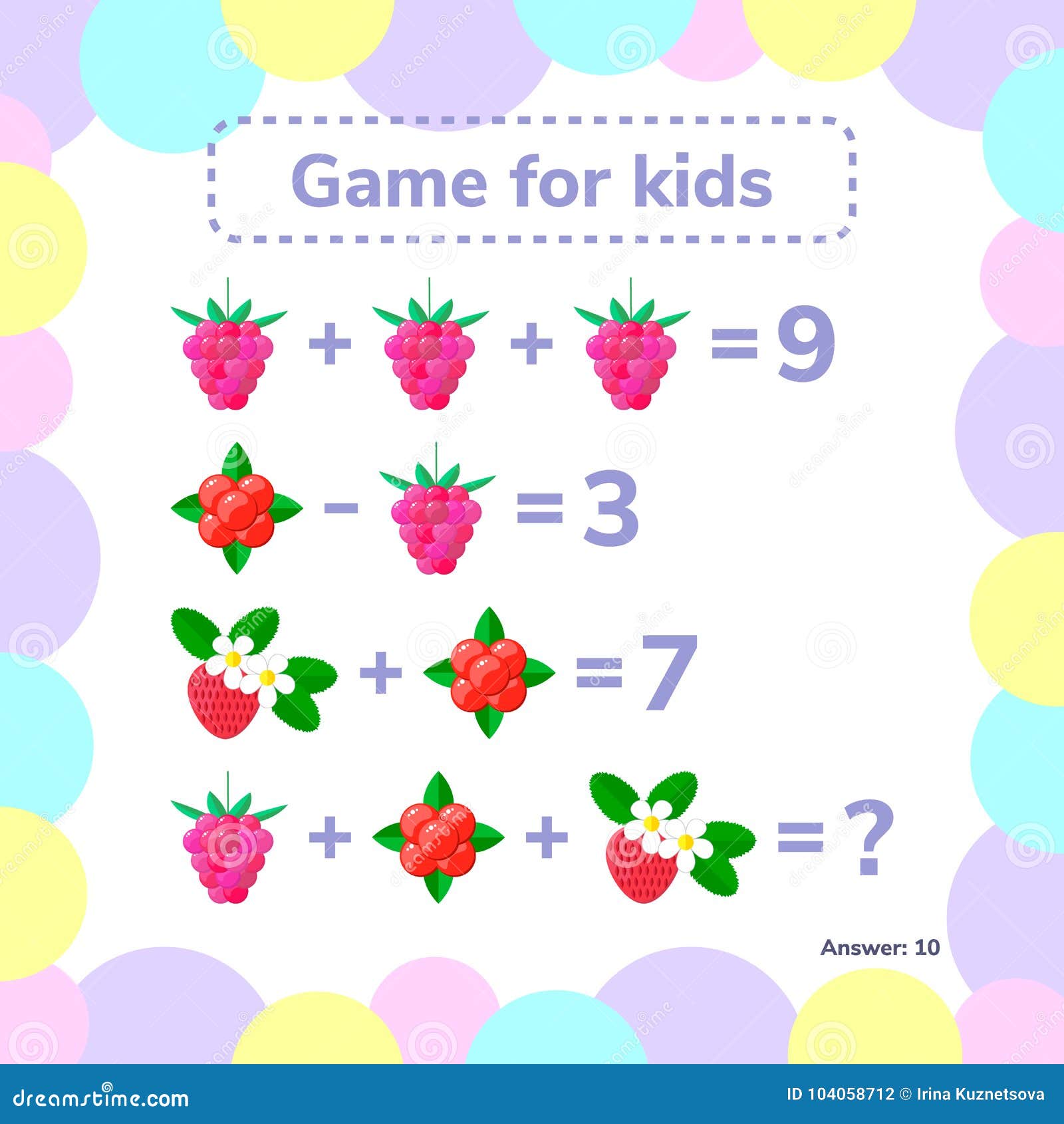 Vector Illustration. Educational a Mathematical Game Stock Vector ...