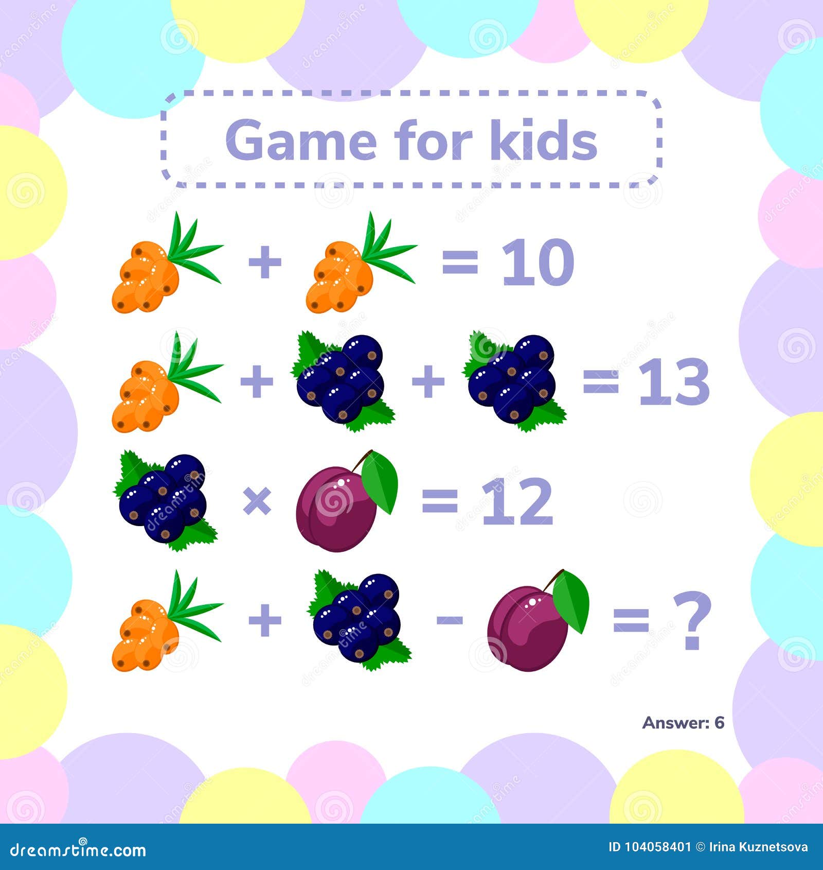 Vector Illustration. Educational a Mathematical Game Stock Vector ...