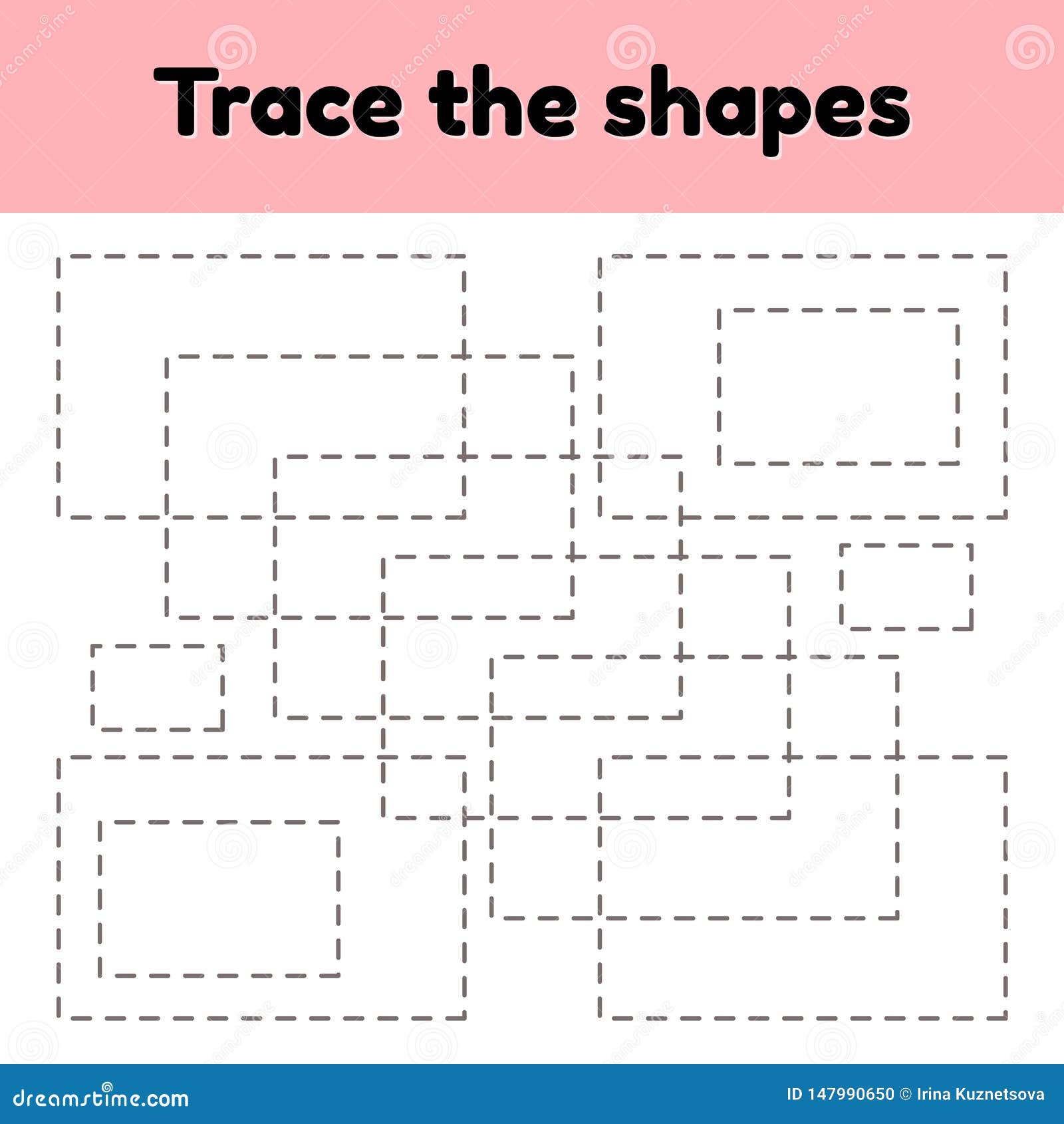 Tracing Geometric Linear Shapes Handwriting Practice Vector ...