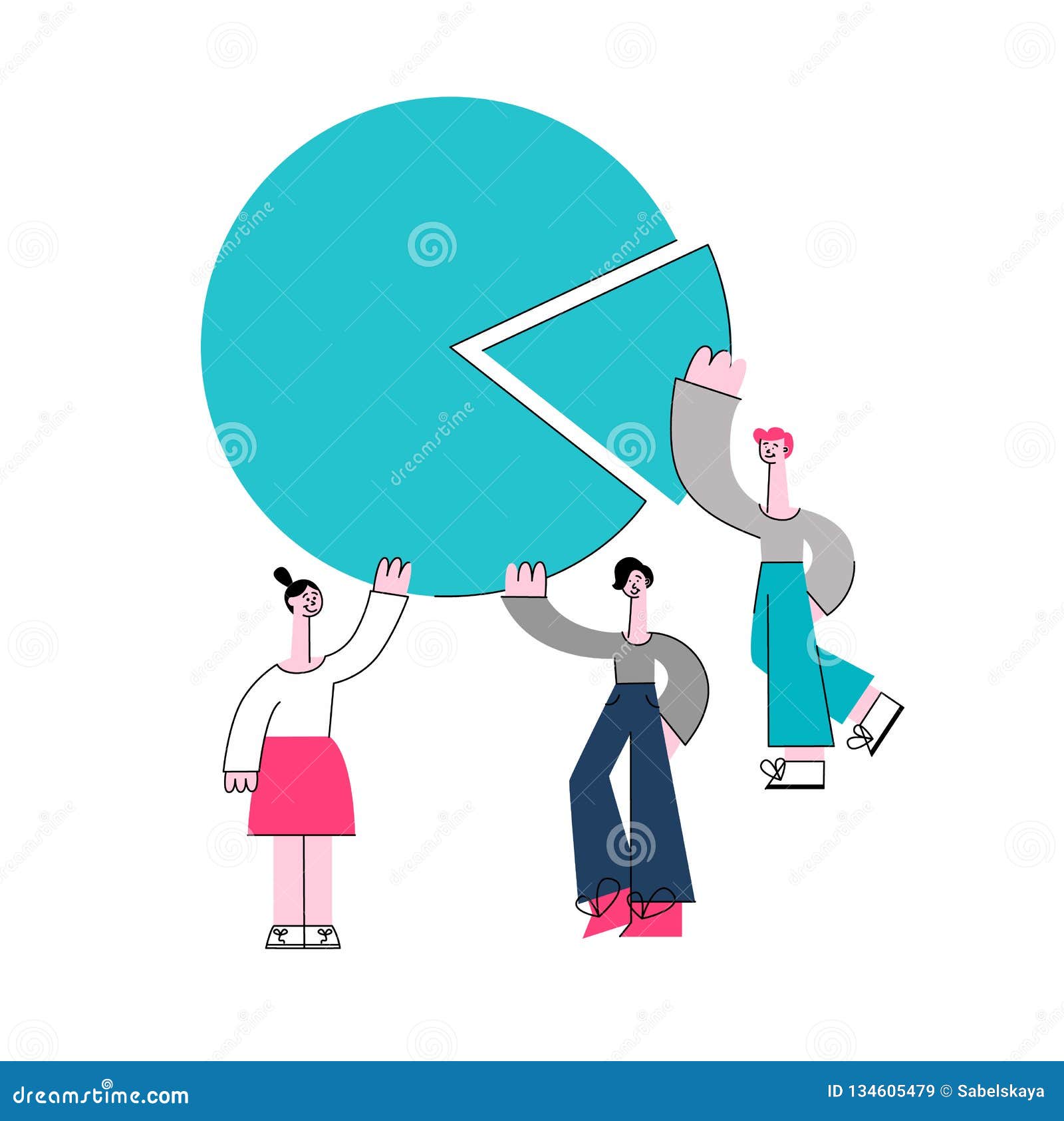Vector Illustration of Effective Teamwork Concept in Flat Style. Stock ...