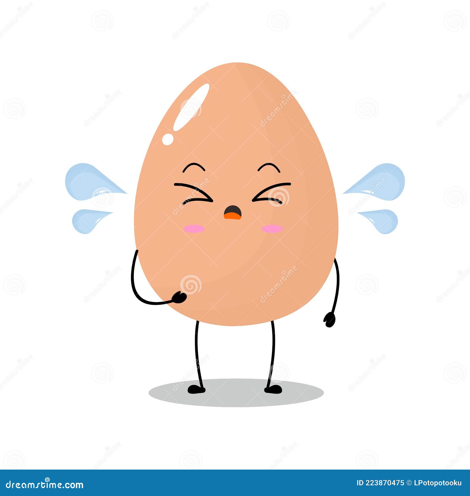Vector Illustration Of Egg Character With Cute Expression Cry Sad