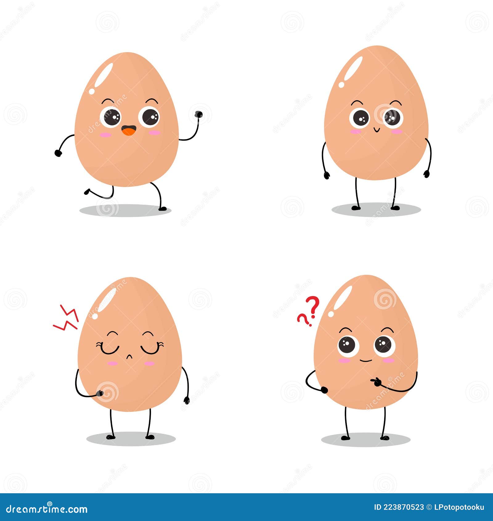 Vector Illustration of Egg Character with Cute Expression Stock Vector ...