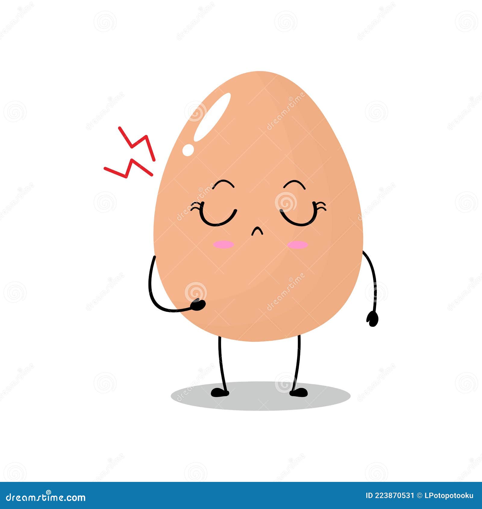 Vector Illustration Of Egg Character With Cute Expression, Sad, Upset ...