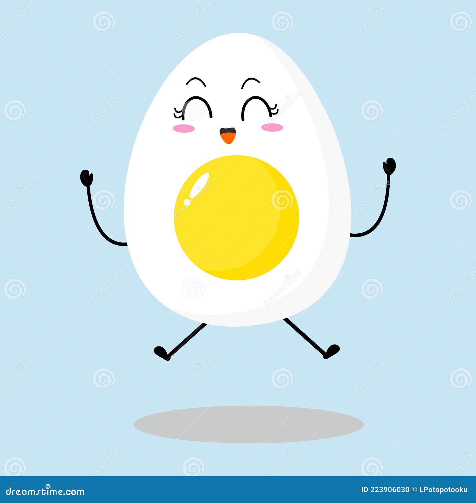 Boiled Egg Mascot Illustration Is Catching Butterfly Cartoon Vector ...