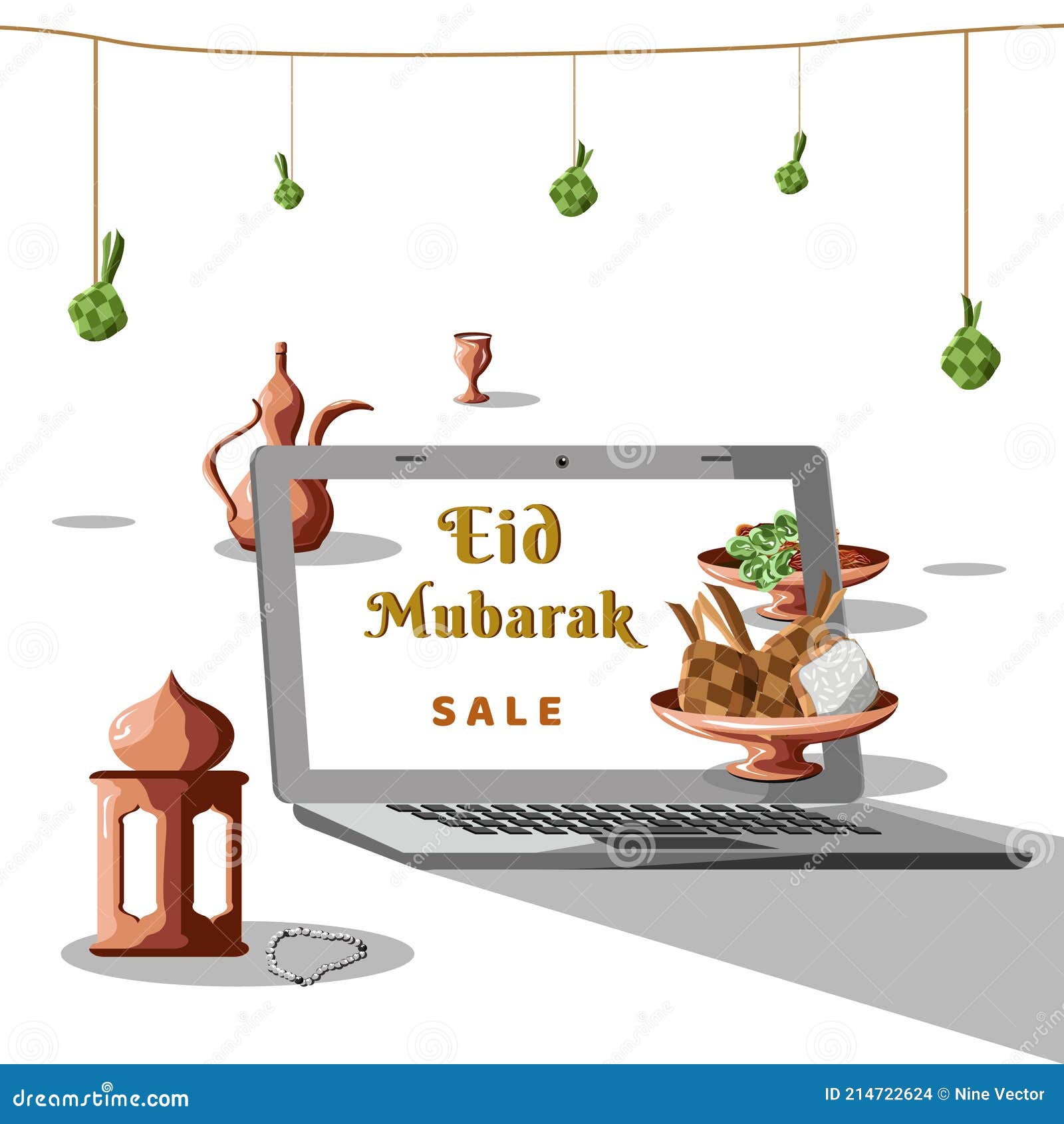 Vector Illustration Eid Mubarak after Ramadan for Pc or Laptop ...