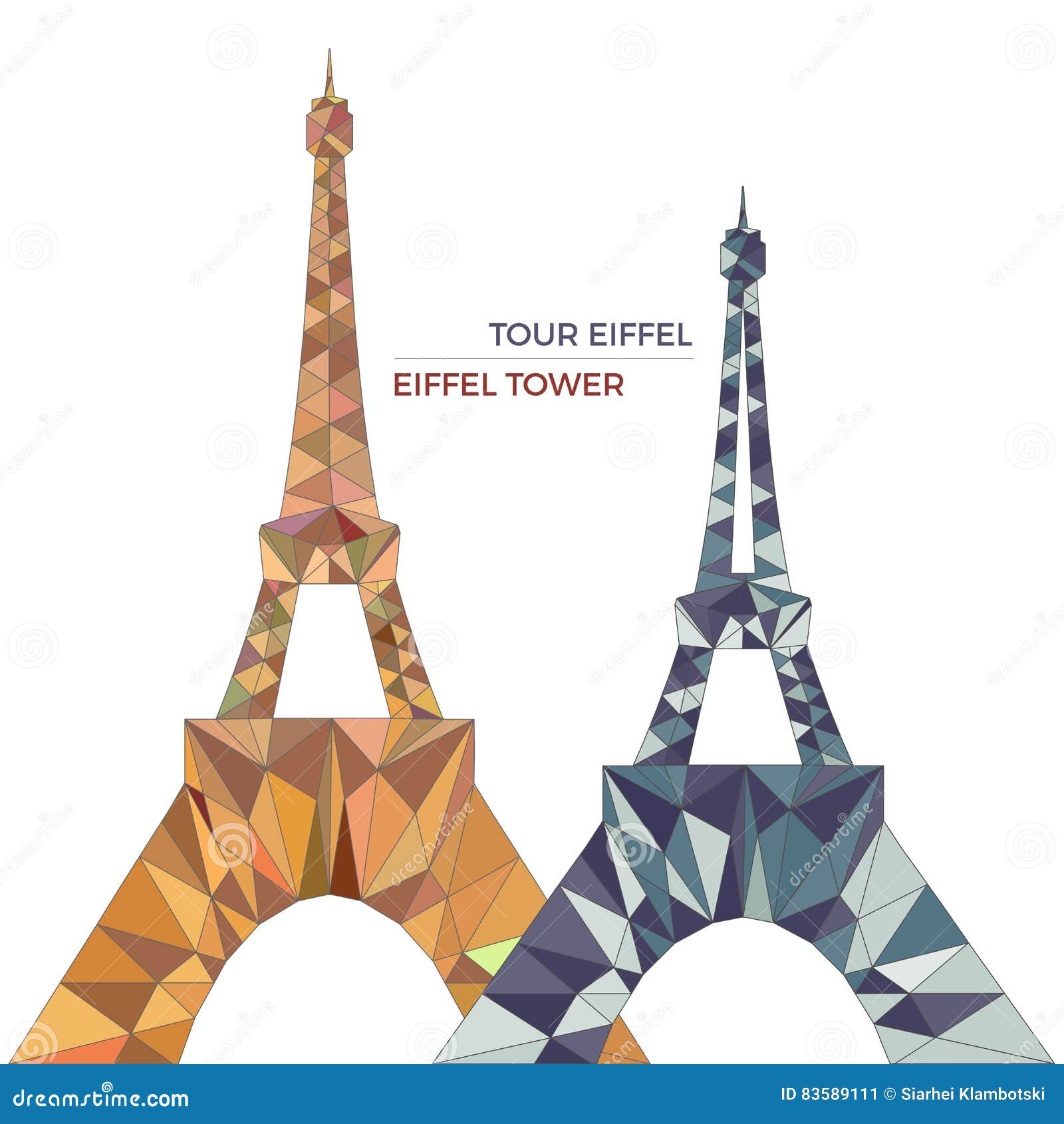 Vector Illustration of Eiffel Towers in Low Poly Style Stock Vector ...