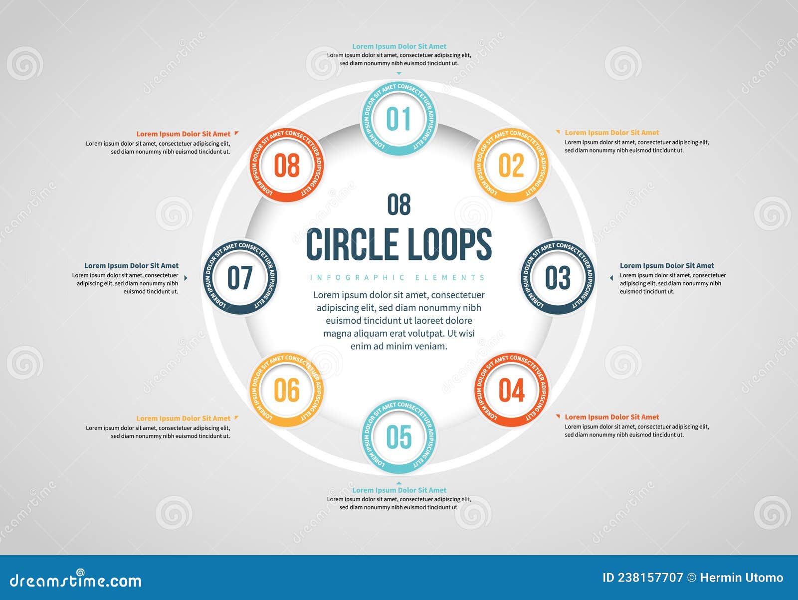 Eight Circles Loop Infographic Stock Vector - Illustration of direction ...