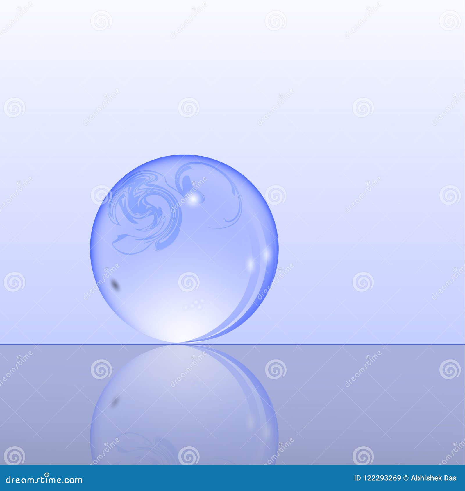 Vector Illustration Einer Blauen Glaskugel Mit Reflexion Vektor ...
