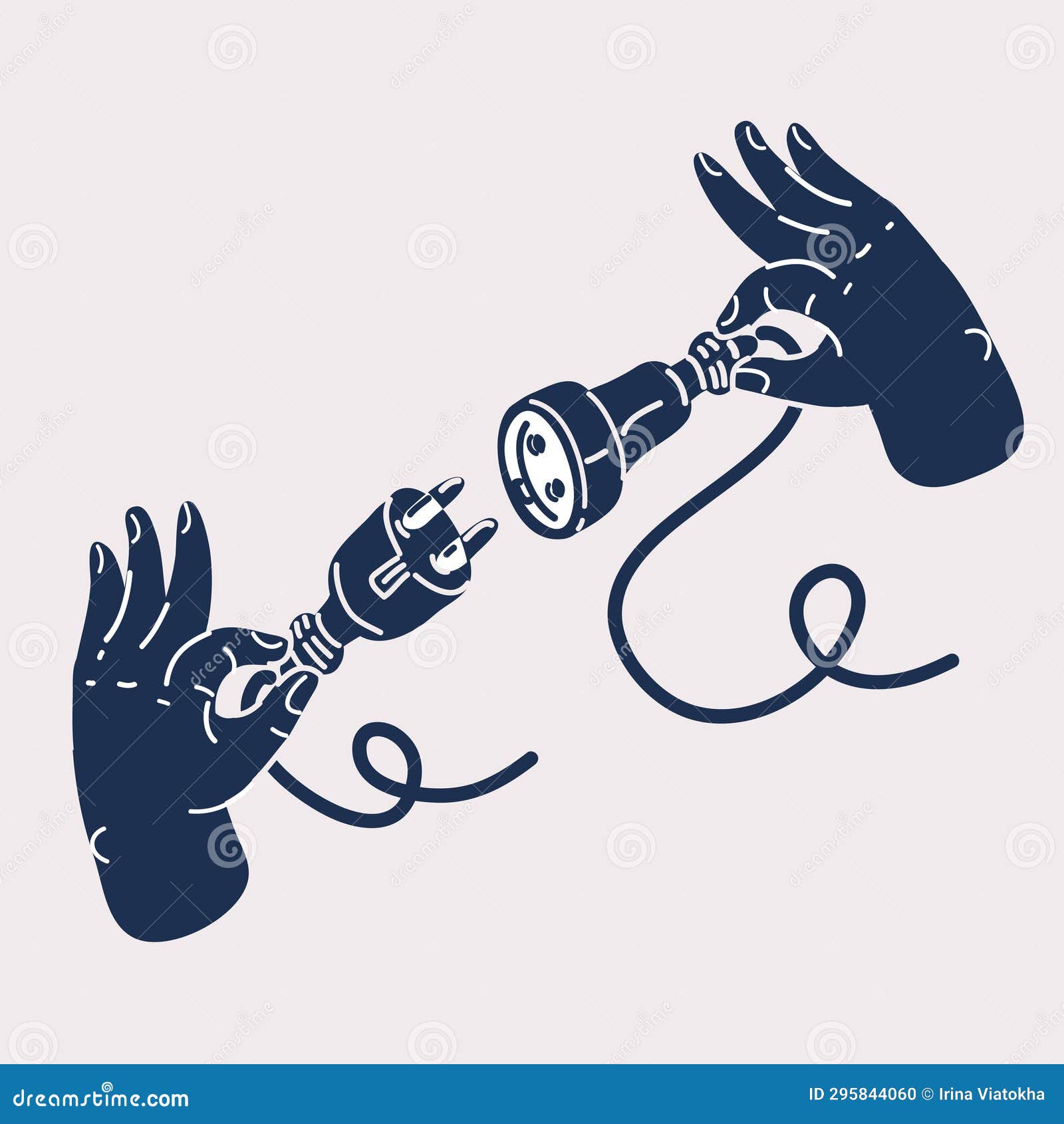 Vector Illustration of Electric Socket and Hand with Plug Stock ...