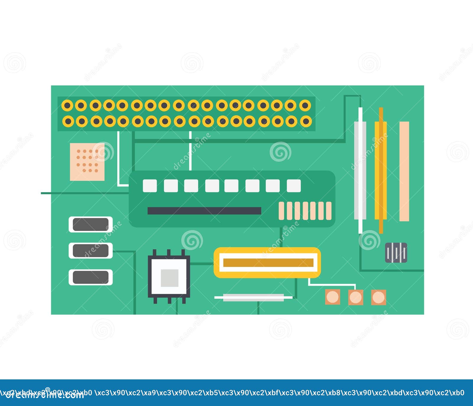 Vector Illustration of an Electronic Circuit on an Isolated Background ...