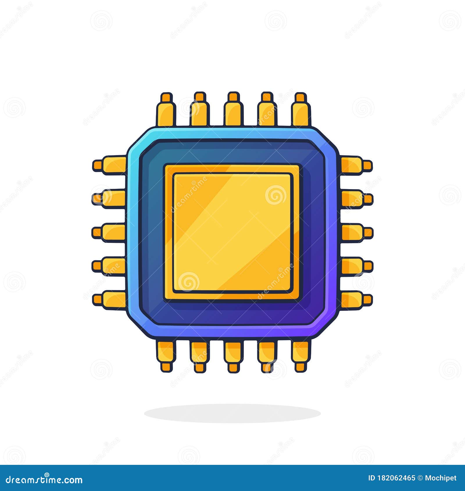 Vector Illustration. Electronic Integrated Circuit Top View. Computer ...