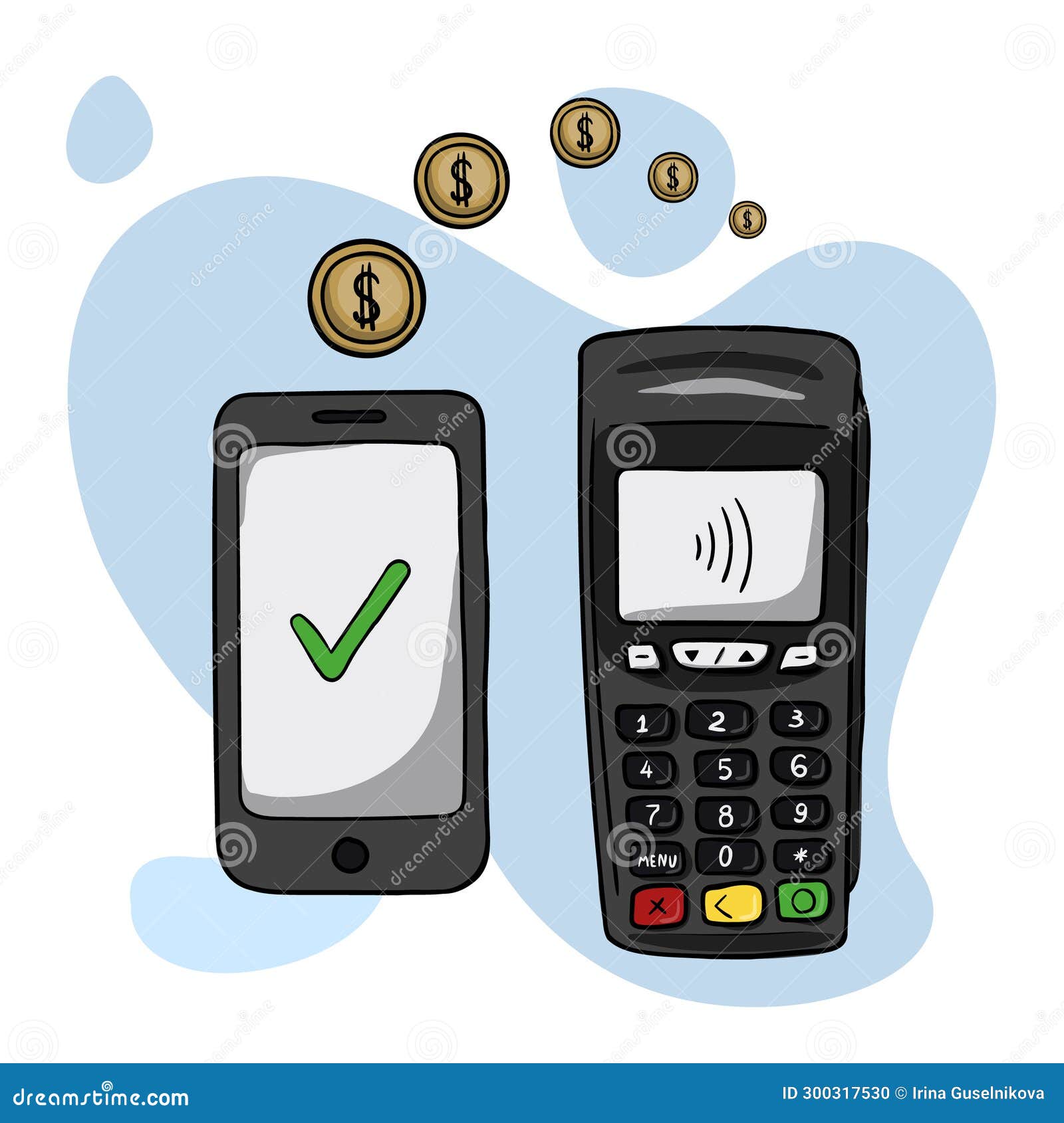 Vector Illustration of Electronic Payments Using Terminal, Smartphone ...