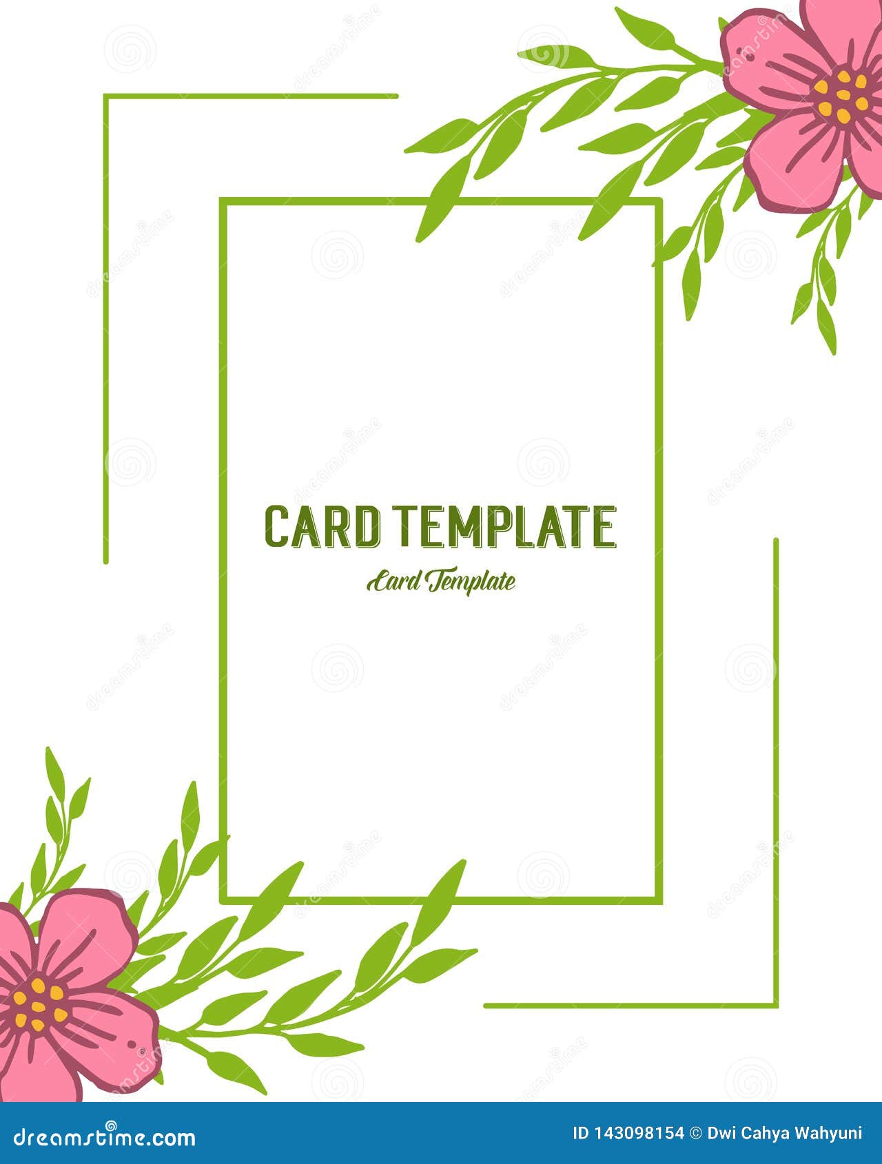 Vector Illustration Elegant Pink Flower Frame for Writing Card Template ...