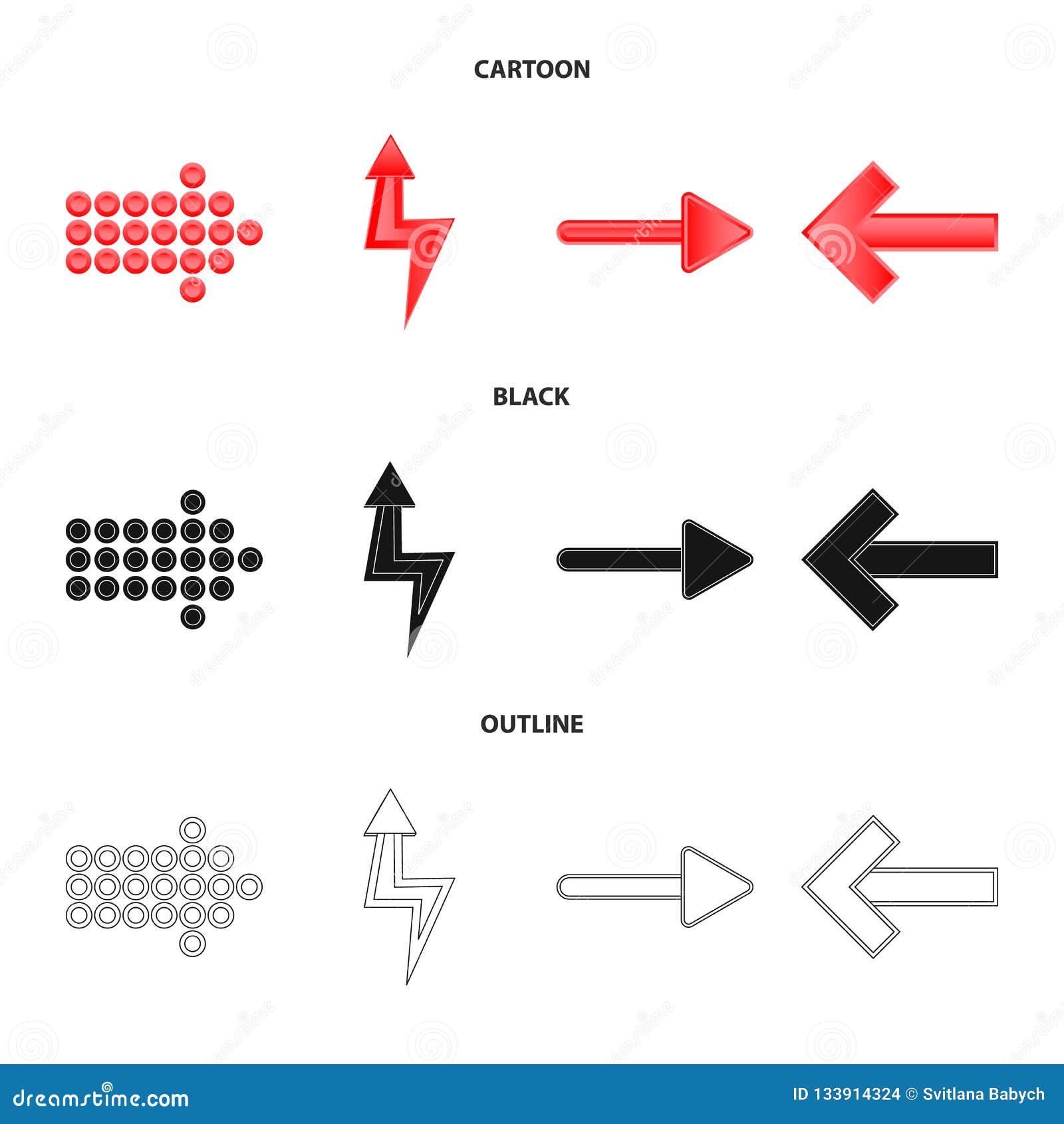 Vector Design of Element and Arrow Logo. Set of Element and Direction ...