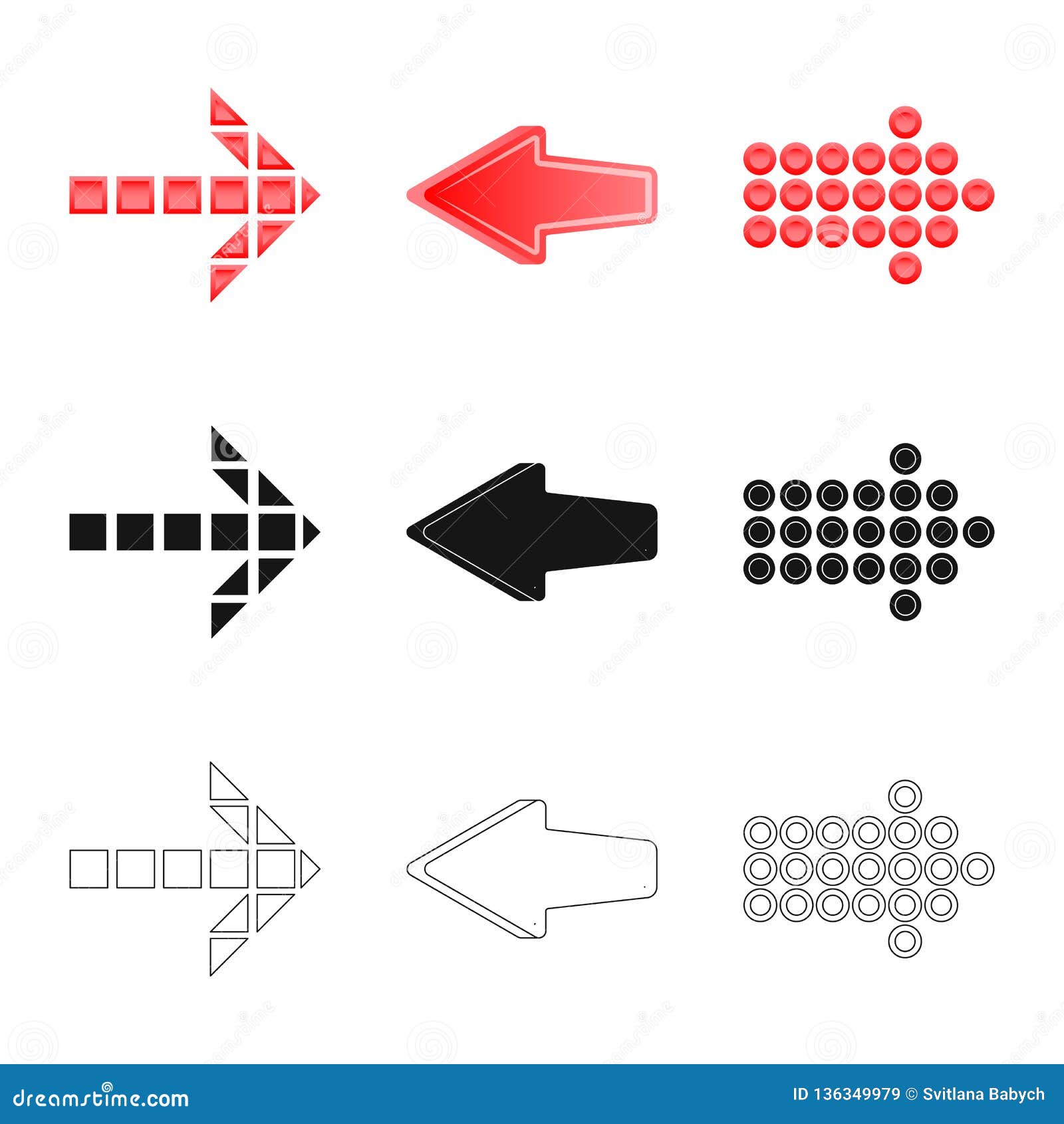 Vector Illustration of Element and Arrow Icon. Set of Element and ...