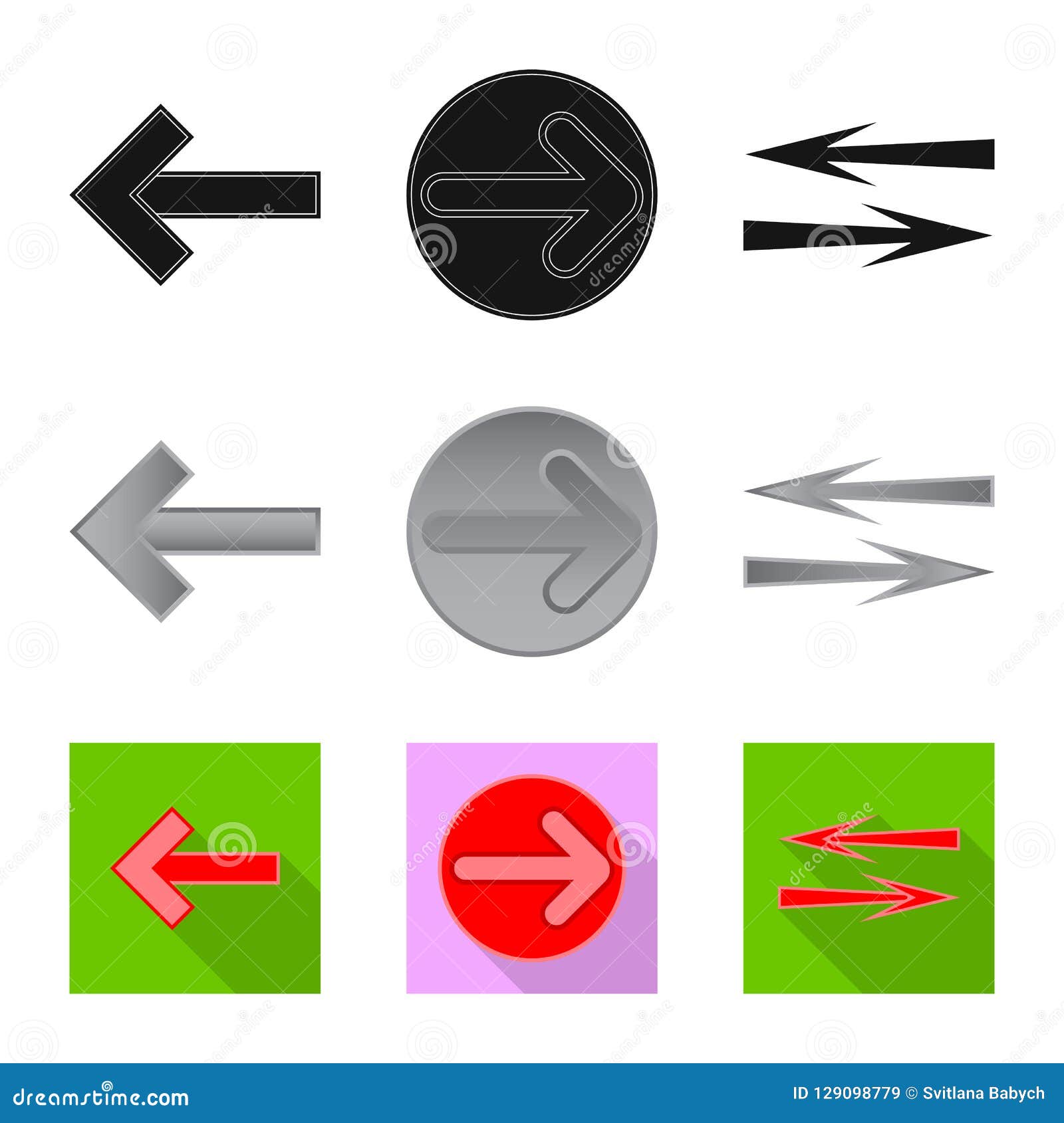Vector Design of Element and Arrow Symbol. Set of Element and Direction ...