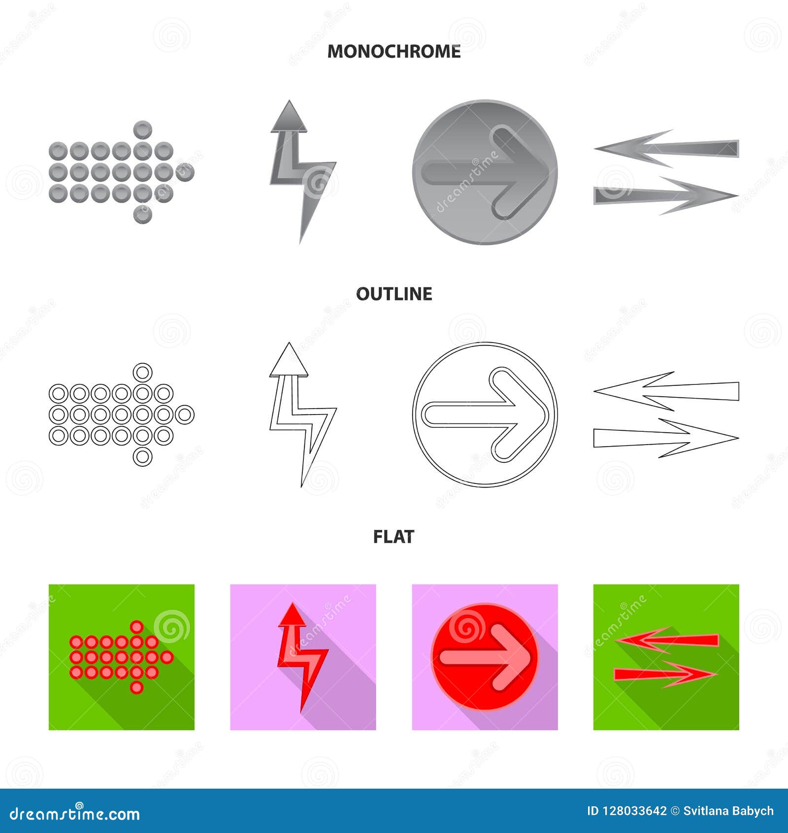 Vector Design of Element and Arrow Icon. Set of Element and Direction ...
