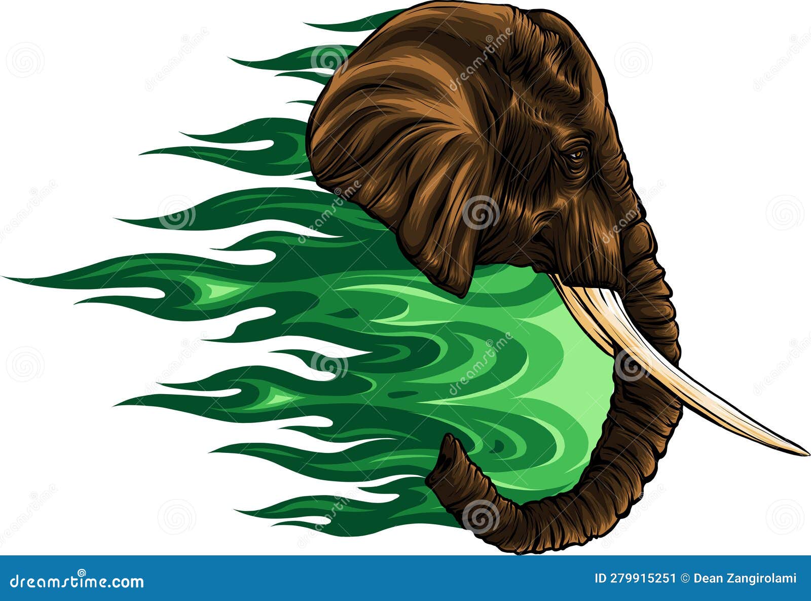 Vector Illustration of Elephant Head with Flames Stock Vector ...