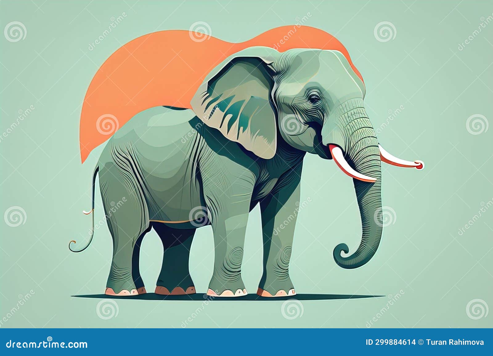 Vector Illustration of an Elephant. Isolated on a Solid Color ...