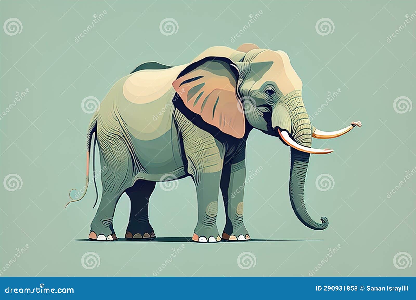 Vector Illustration of an Elephant. Isolated on a Solid Color ...