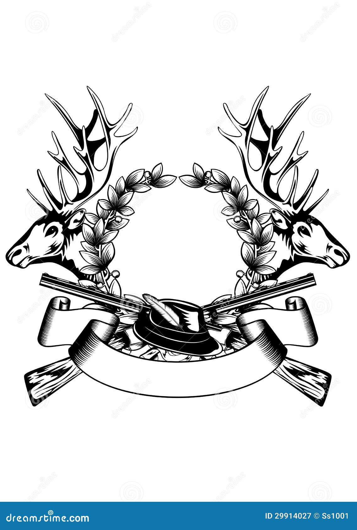 Hunting frame with hat stock vector. Illustration of horned - 29914027