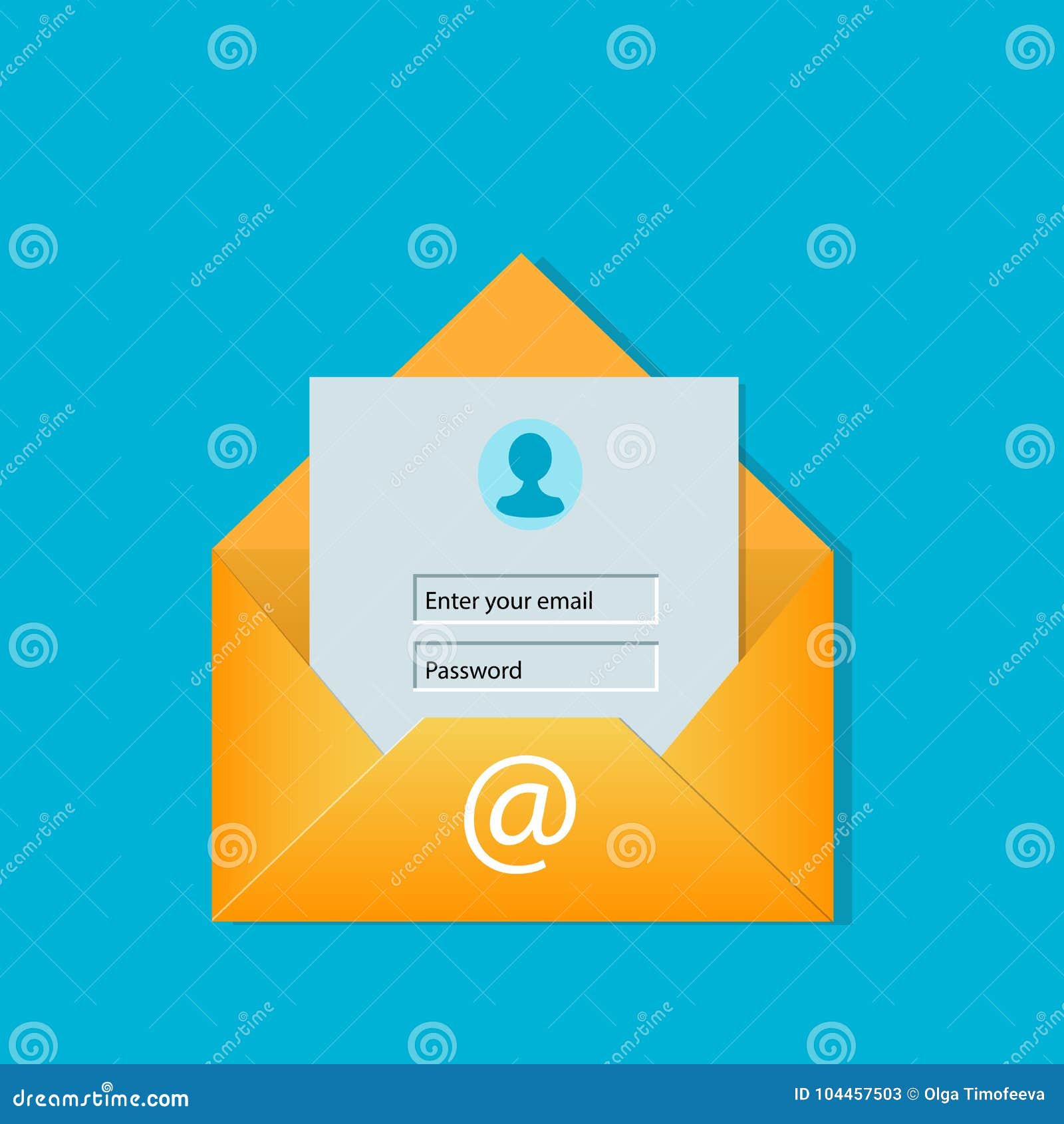 Vector Illustration of Email Login Screen Concept Stock Vector ...