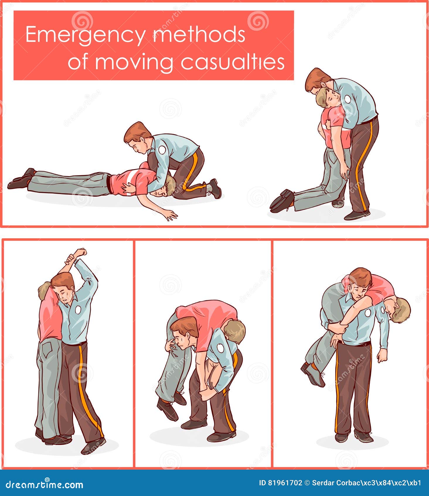 Vector Illustration of a Emergency Methods of Moving Casualties Stock ...