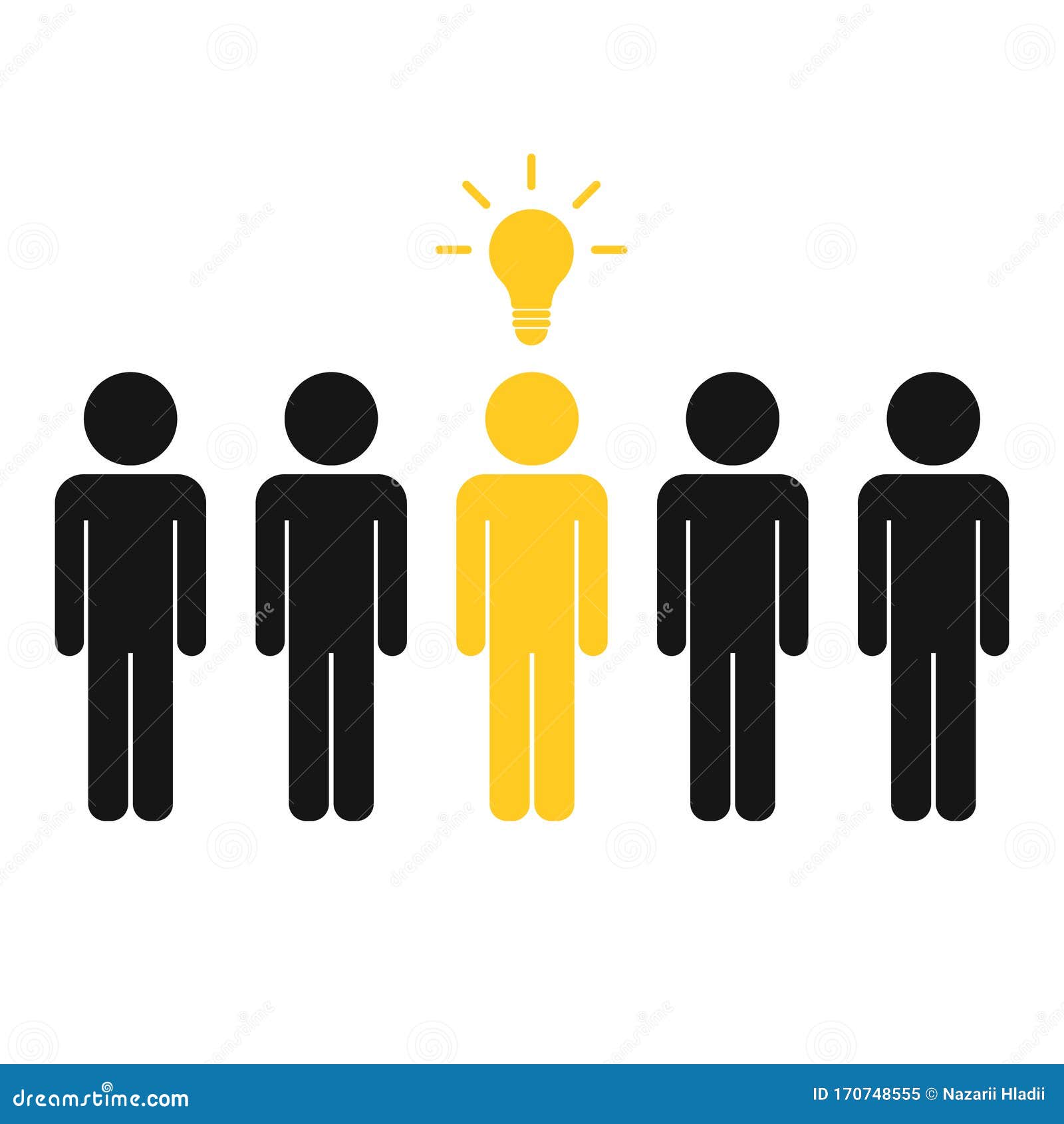 Vector Illustration of Employee with Idea Bulb. Isolated. Stock Vector ...