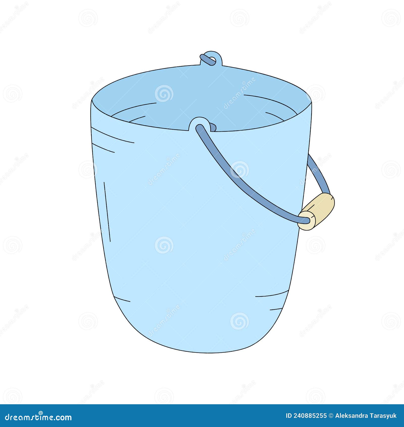 Vector Illustration of an Empty Bucket Isolated on a White. Blue Pail ...