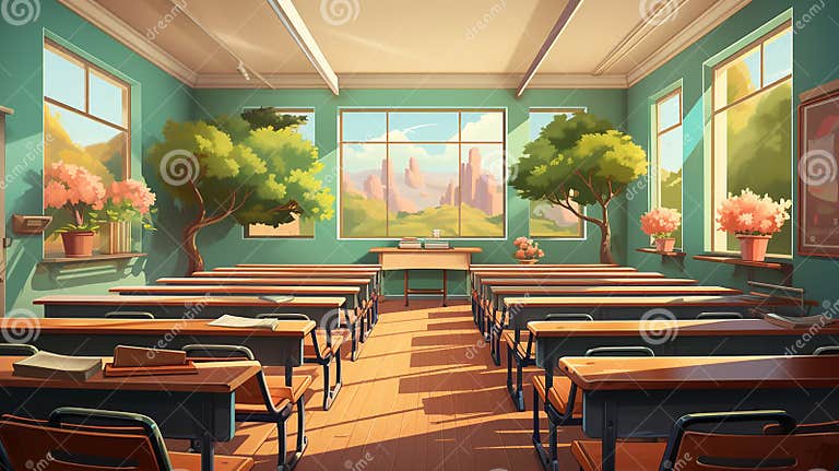 Vector Illustration of Empty Classroom Stock Illustration ...