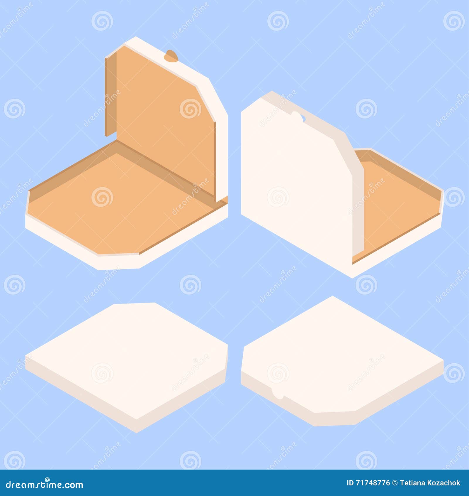 Vector Illustration Of Empty Isometric Pizza Boxes. | CartoonDealer.com ...