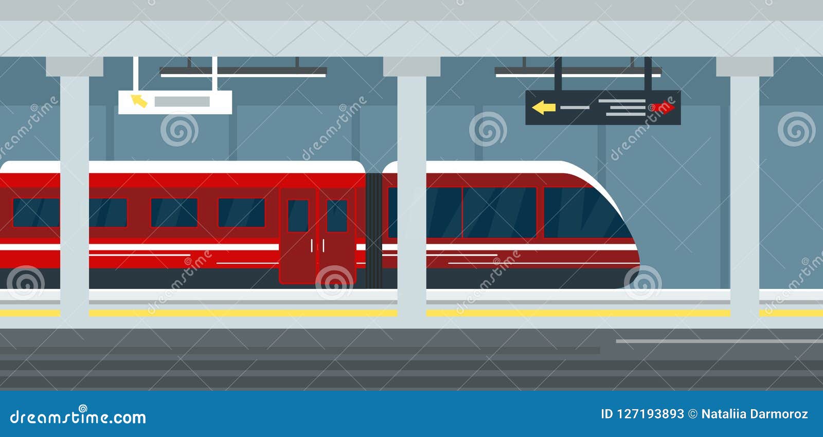 Vector Illustration of Empty Subway Station Interior, Subway Railway ...