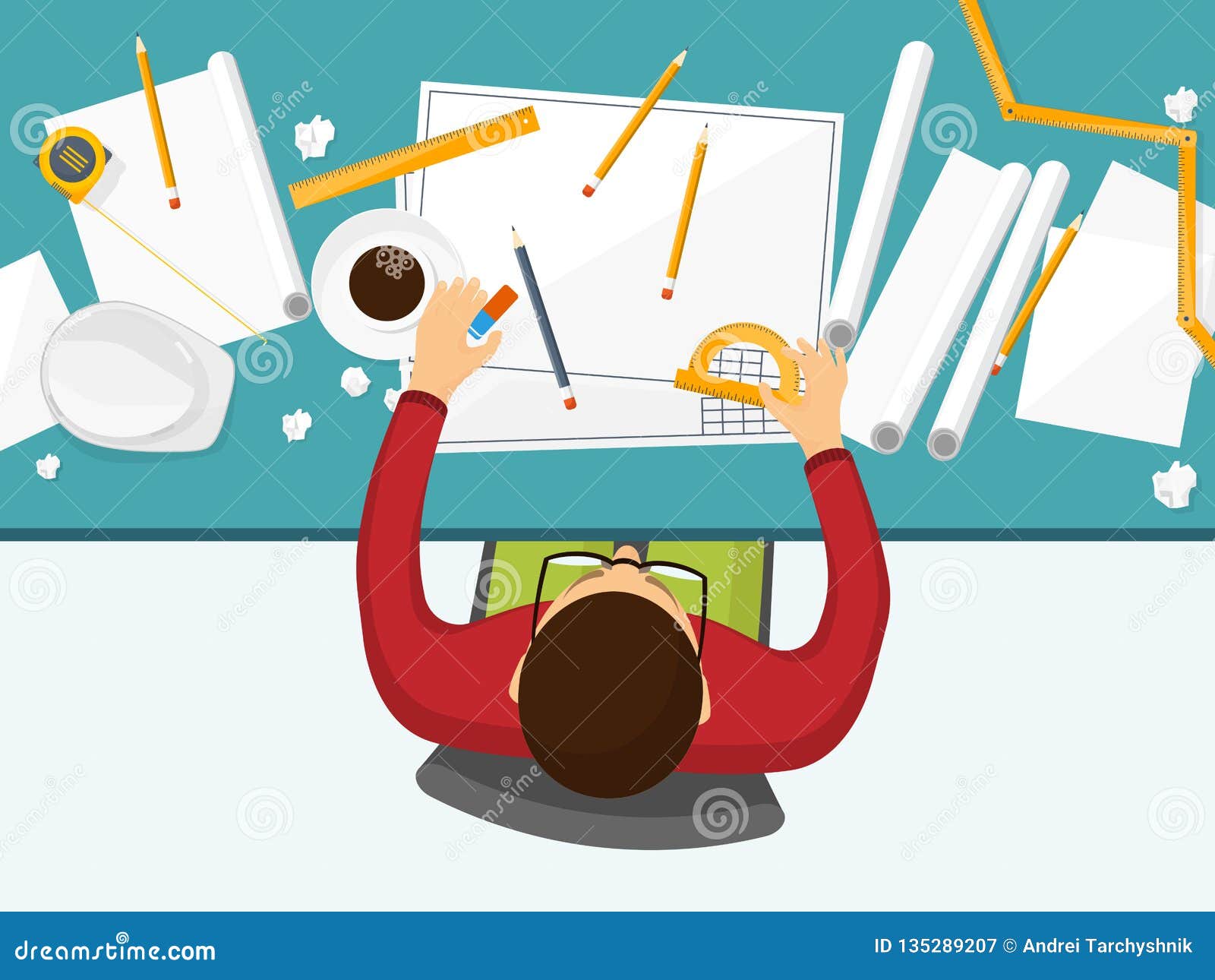 Construction Architectural Engineering Work Cartoon In Black And White ...