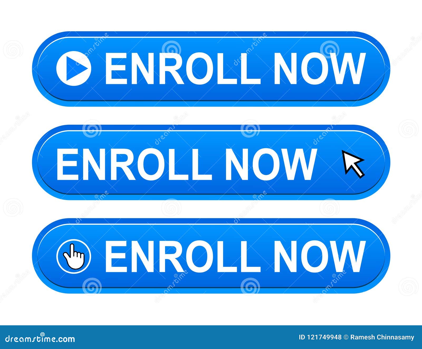 Enroll now button stock vector. Illustration of glass - 121749948