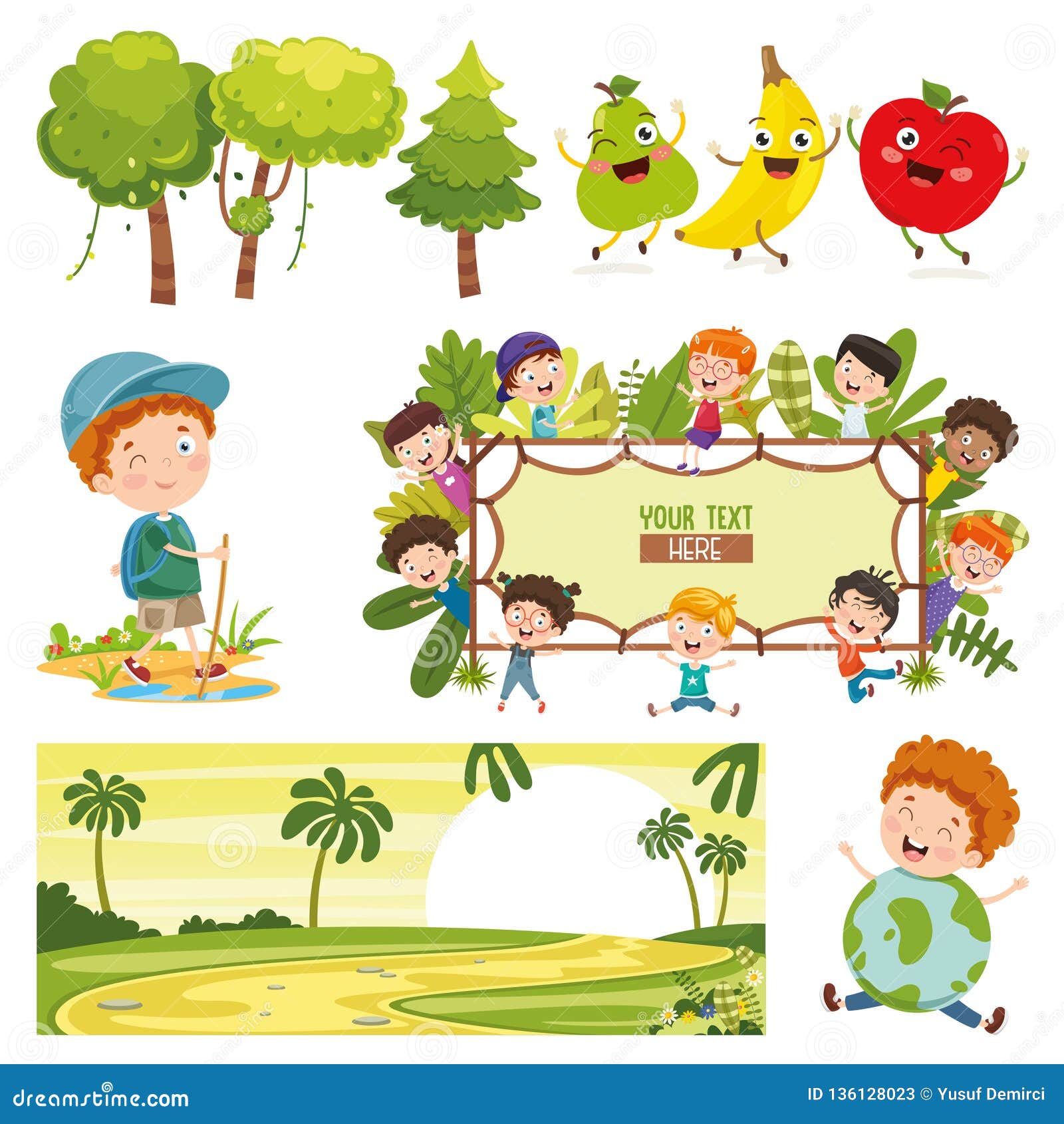 Vector Illustration of Environment Elements Stock Vector - Illustration ...