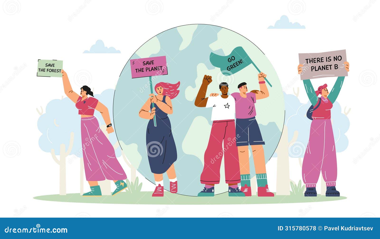 Vector Illustration of Environmental Protest "Save Our Planet". Stock ...