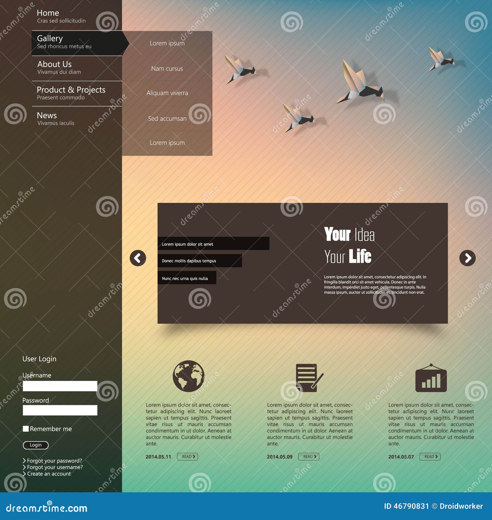 Vector Illustration (eps 10) of Blurred Web Design Template Stock ...