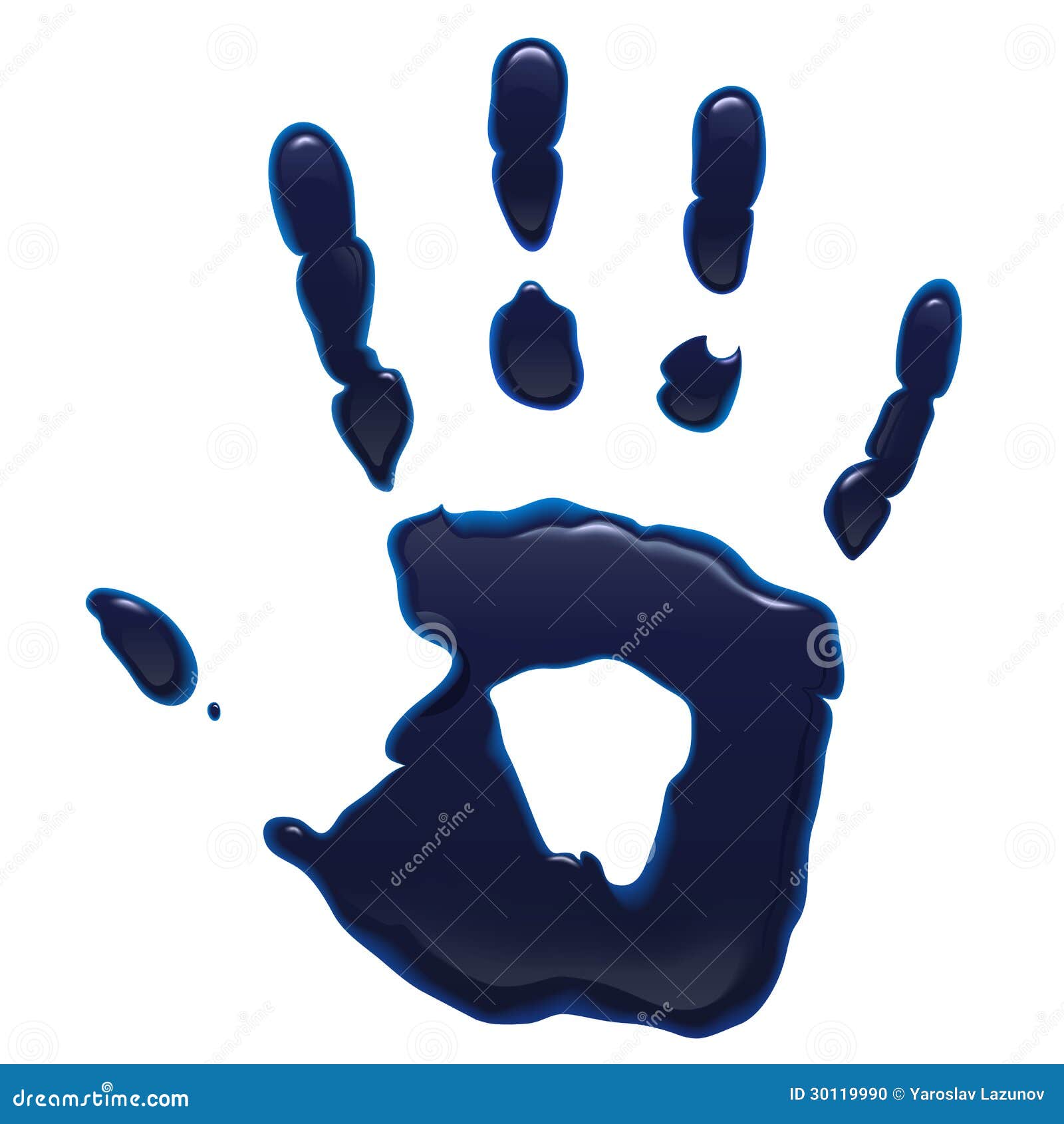 Blue ink hand print stock vector. Illustration of print - 30119990