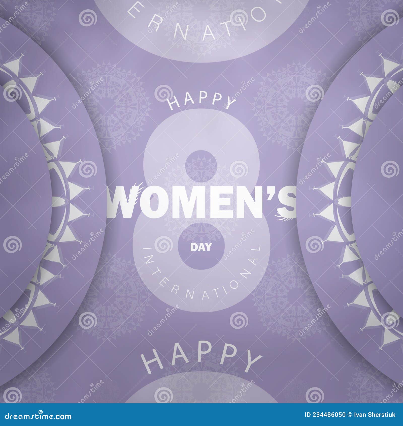 Brochure Template March 8 Purple Color with Abstract White Pattern ...