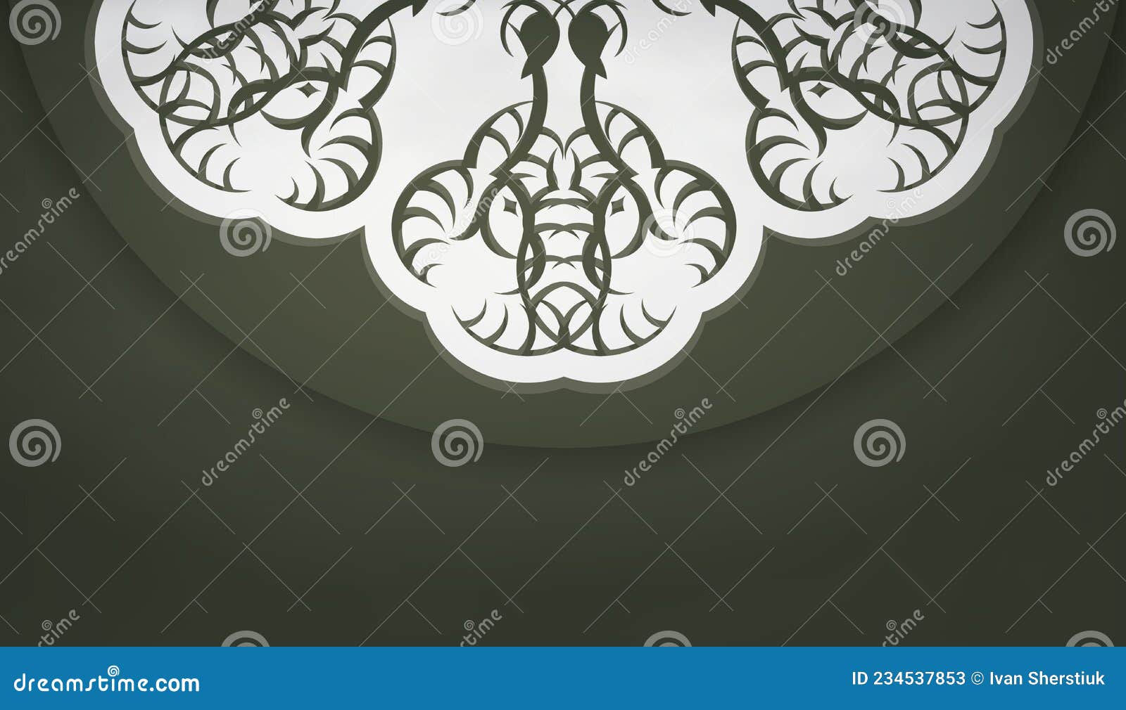 Dark Green Background with Abstract White Pattern and Space for Text ...