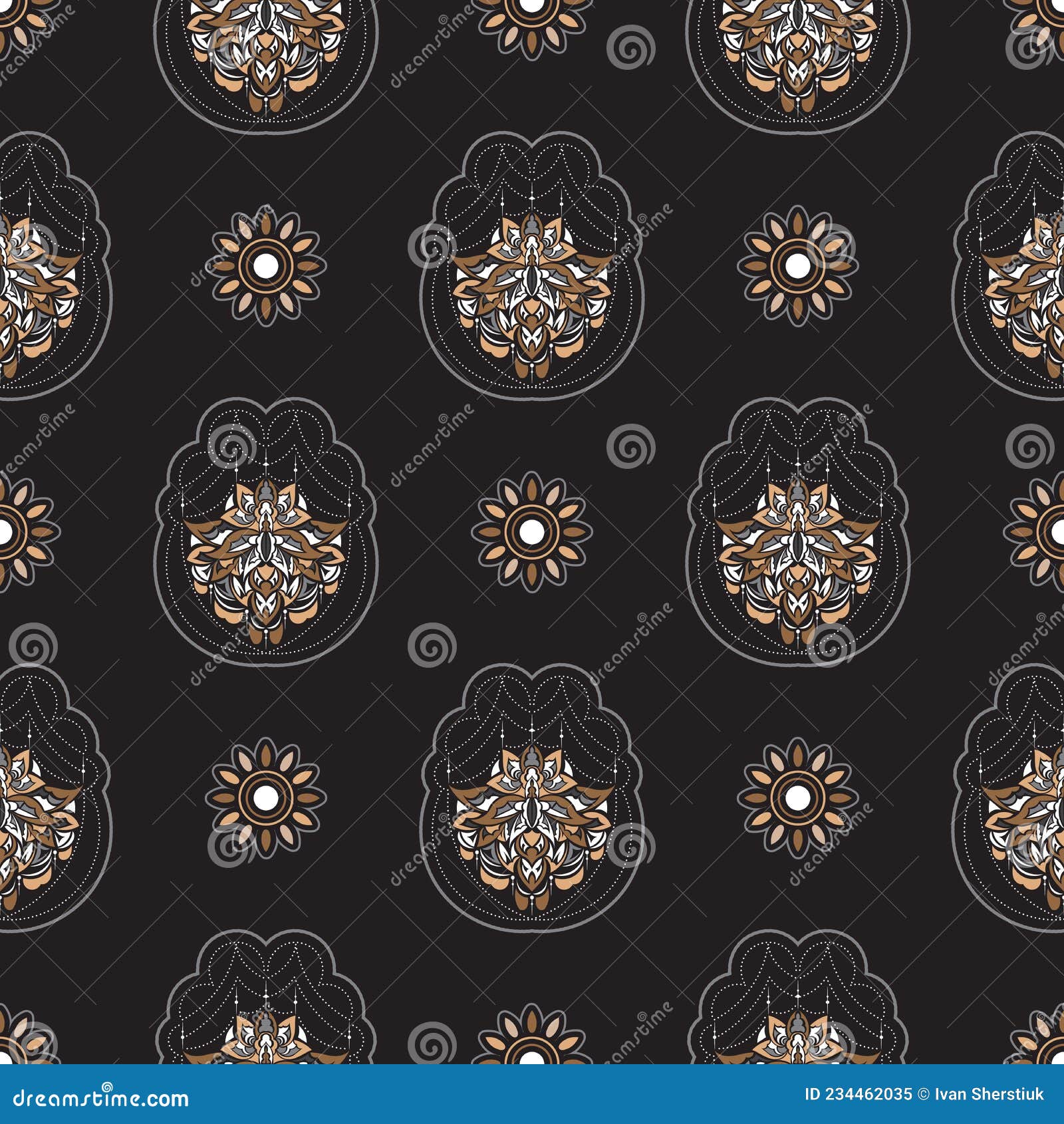 Dark Lotus Seamless Pattern. Good for Backgrounds and Prints. Vector ...