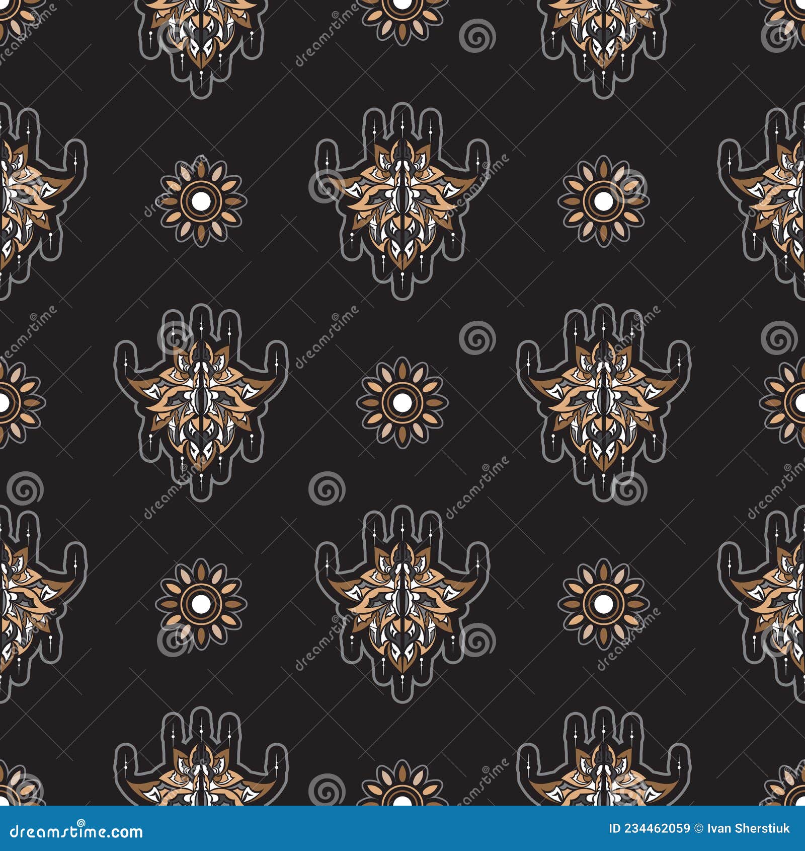Dark Lotus Seamless Pattern. Good for Clothing and Textiles. Vector ...